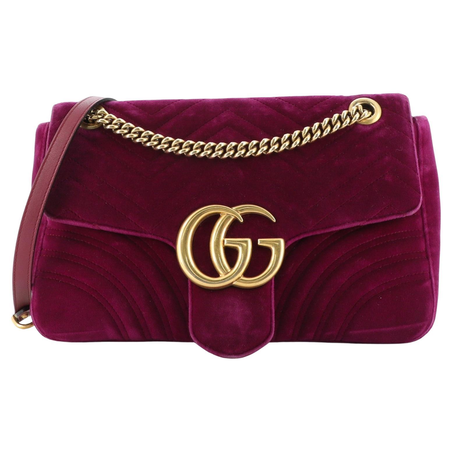 Gucci Broadway Pearl Studded Mini Bee Chain Flap 10gz1113 Red Leather ...