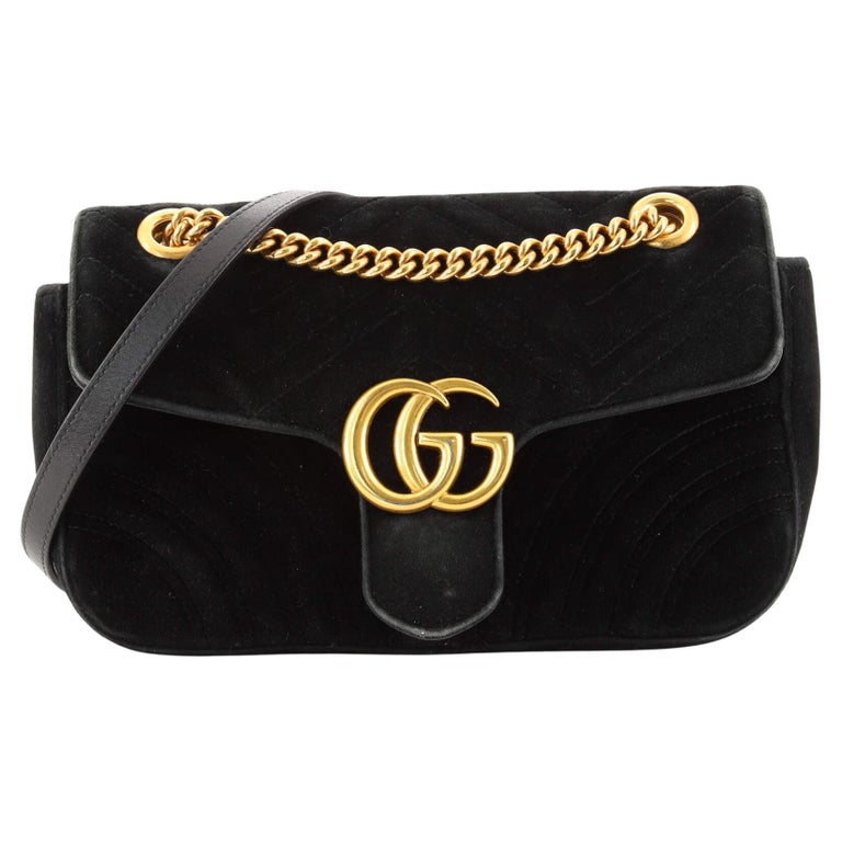 Gucci GG Marmont Flap Bag Matelasse Velvet Small For Sale at 1stDibs
