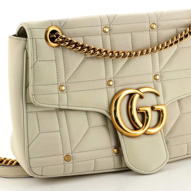 Gucci GG Marmont Flap Bag Studded Matelasse Leather Medium at 1stDibs
