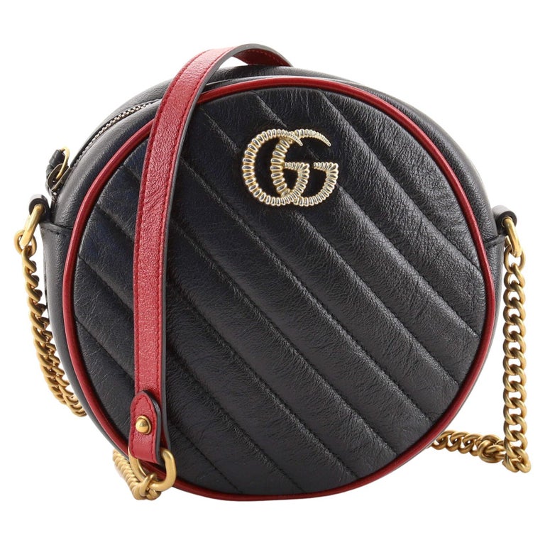 Gucci GG Marmont Round Shoulder Bag Diagonal Quilted Leather Mini For ...