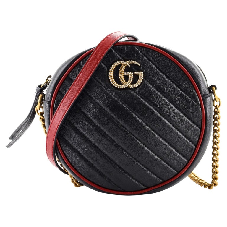 Gucci GG Marmont Round Shoulder Bag Diagonal Quilted Leather Mini For ...