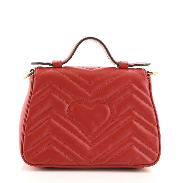 Gucci GG Marmont Top Handle Flap Bag Matelasse Leather Mini at 1stDibs