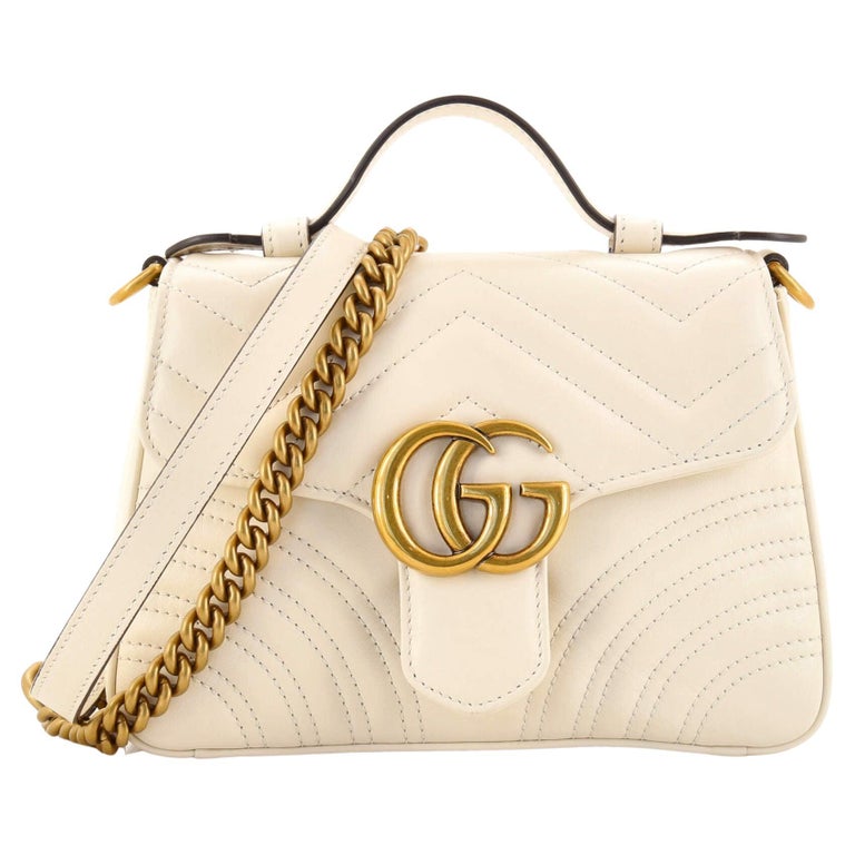 Gucci GG Marmont Top Handle Flap Bag Matelasse Leather Mini at 1stDibs