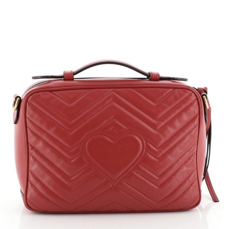 Gucci GG Marmont Zip Around Camera Bag Matelasse Leather Small at 1stDibs