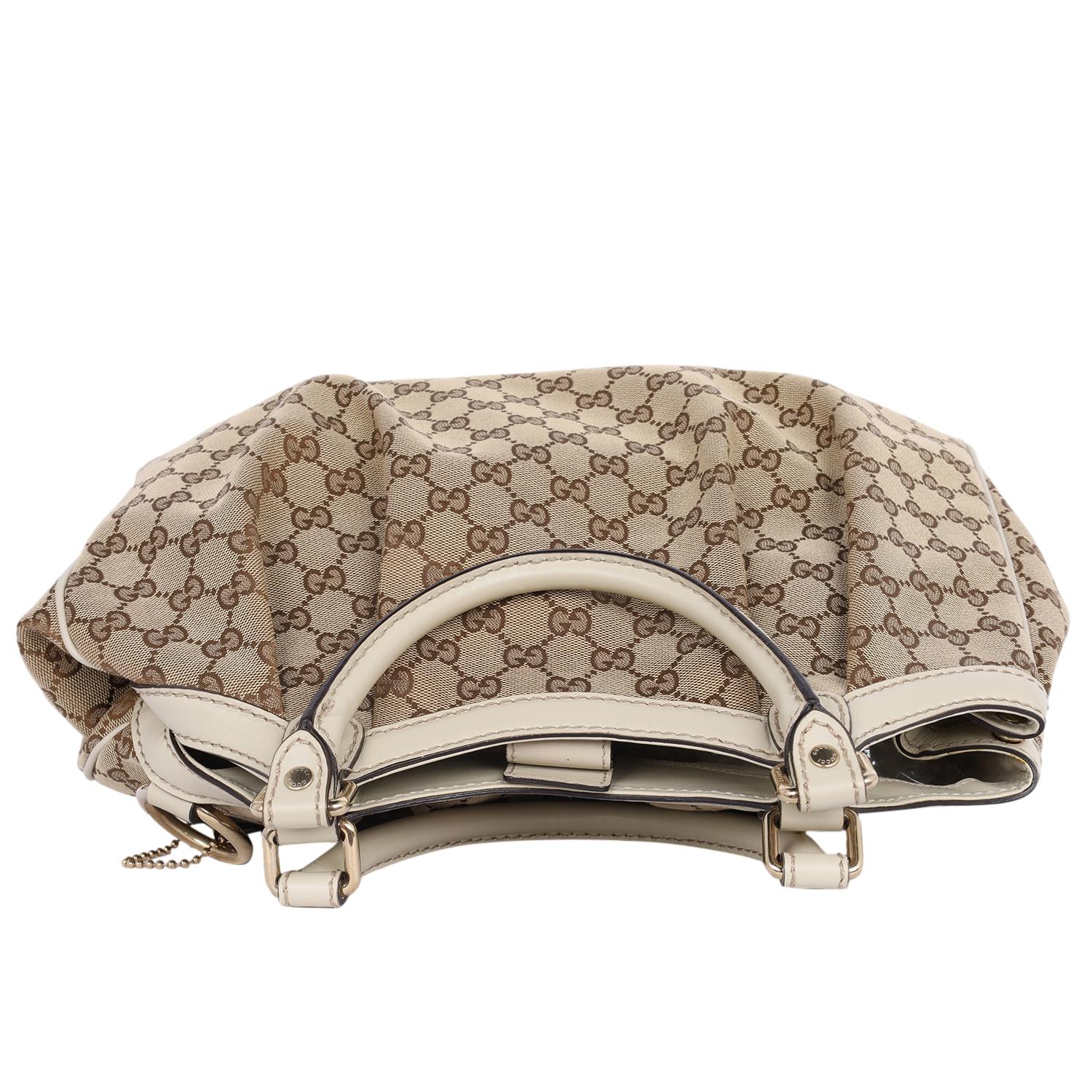 Gucci GG Monogram Canvas Sukey Shoulder Bag Medium Brown Beige For Sale ...