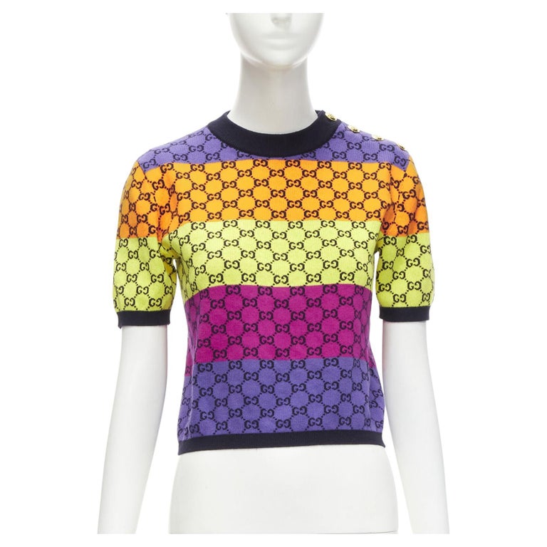 GUCCI GG monogram logomania colorblocekd vintage logo button pullover ...
