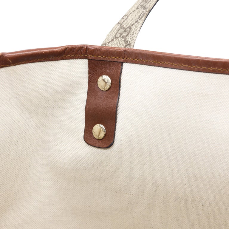 Gucci GG Monogram Supreme Brown Canvas Medium Shelly Tote Bag For Sale ...