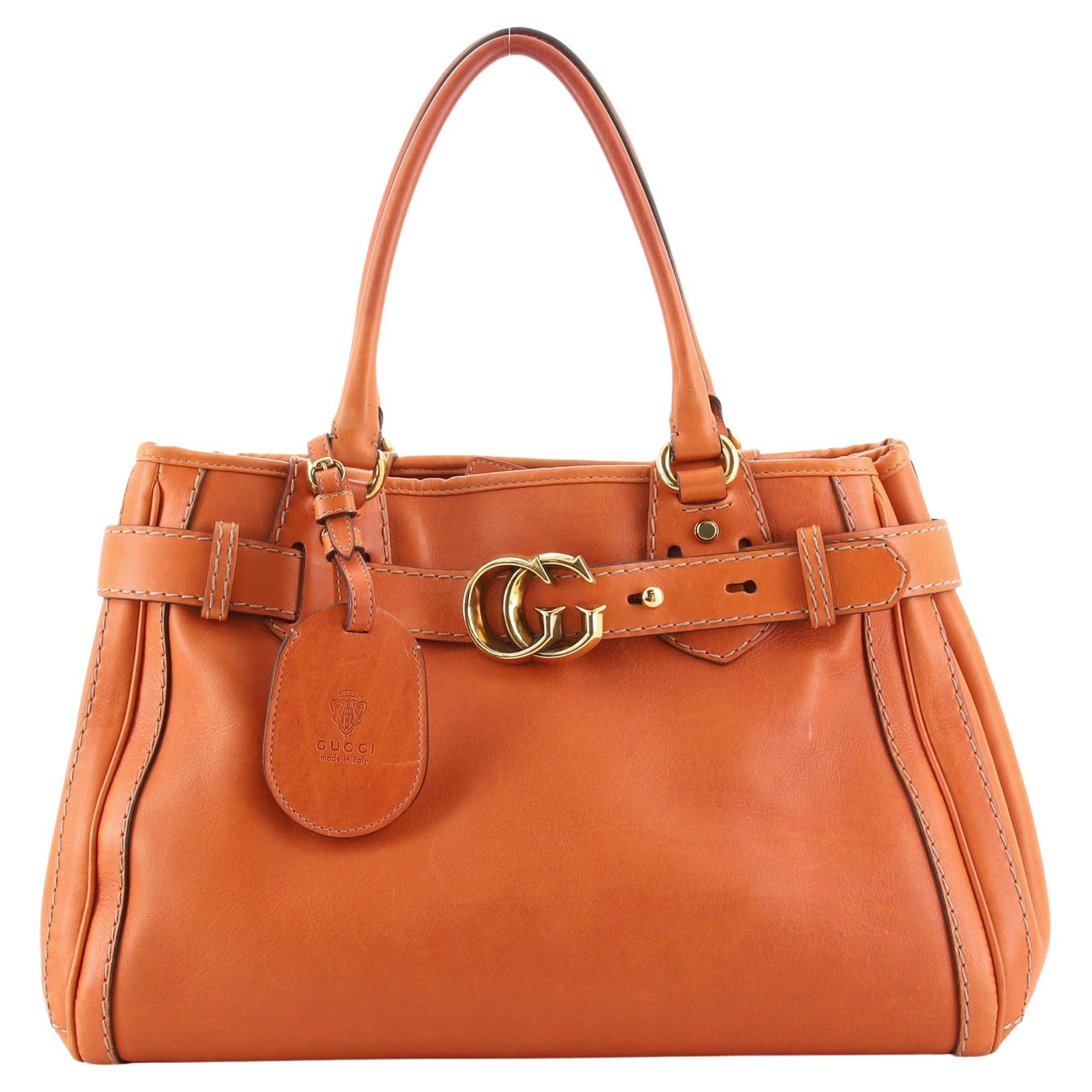 Gucci Orange Nylon Bamboo Top Handle Tote at 1stDibs