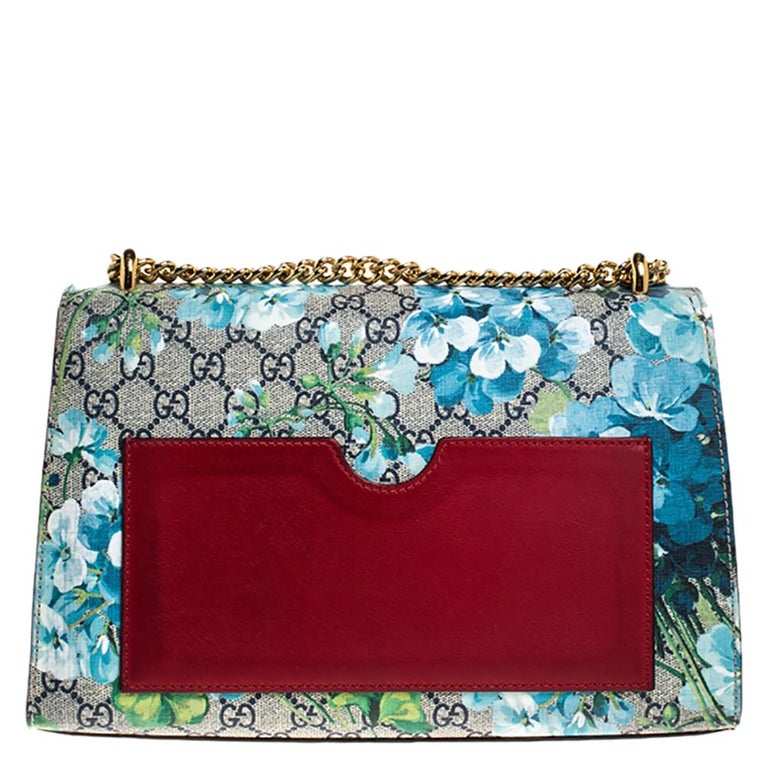 Gucci GG Supreme Blooms Canvas and Leather Medium Padlock Shoulder Bag ...