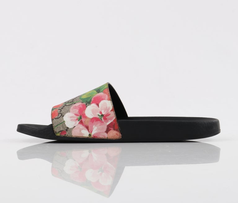 GUCCI “GG Supreme Blooms” Floral Print Supreme Slide Sandals W/ Box at ...