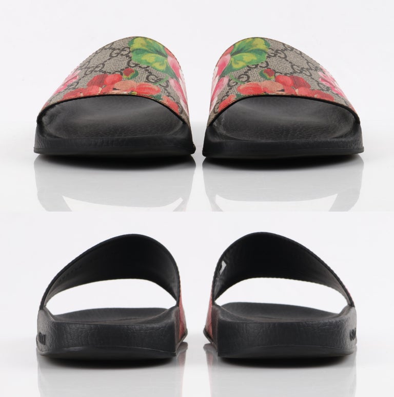 GUCCI “GG Supreme Blooms” Floral Print Supreme Slide Sandals W/ Box at ...