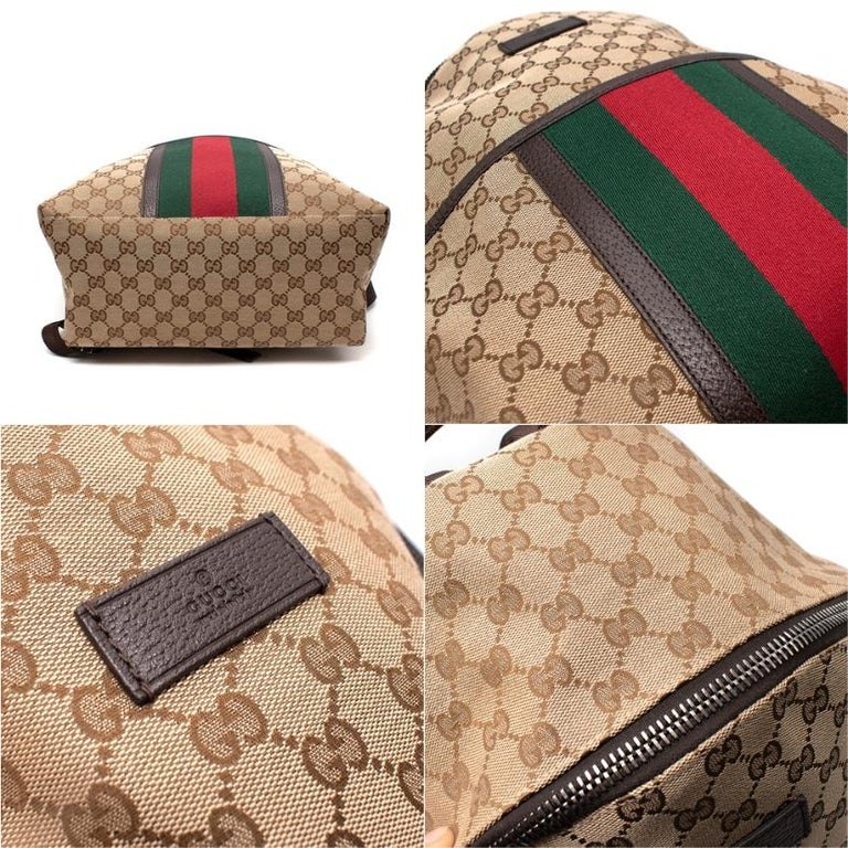 Gucci GG Supreme Monogram Canvas Web Backpack For Sale at 1stDibs
