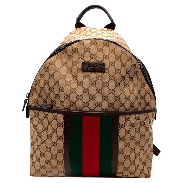 Gucci GG Supreme Monogram Canvas Web Backpack For Sale at 1stDibs