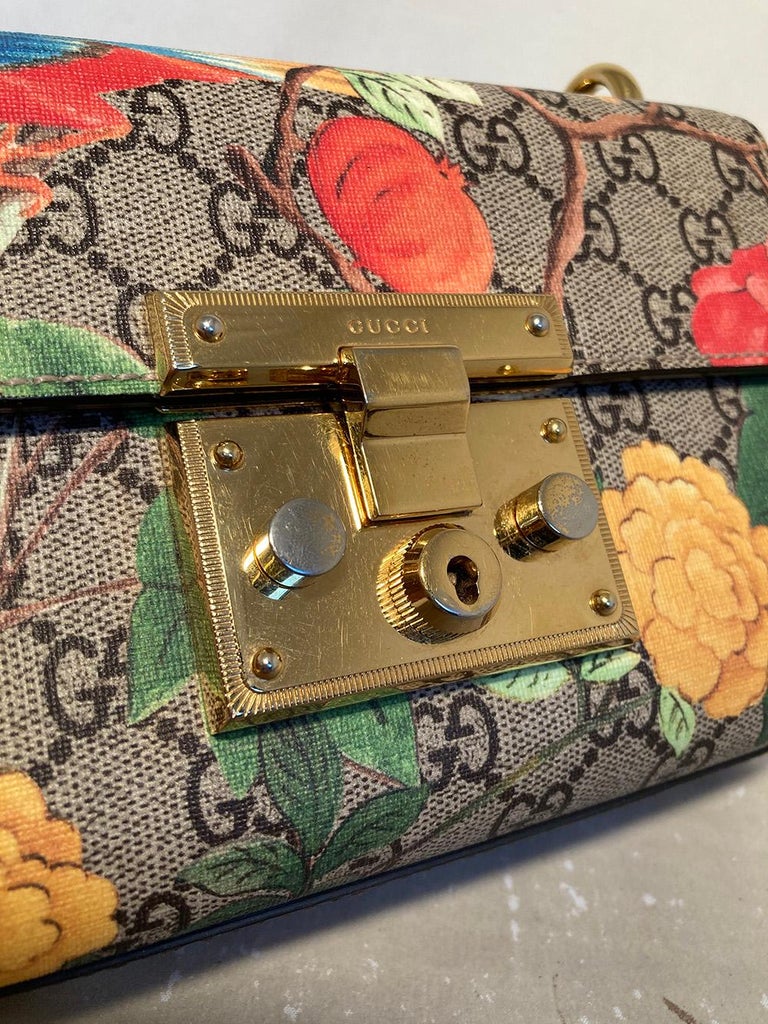 GUCCI GG Supreme Monogram Tian Small Padlock Bag For Sale at 1stDibs