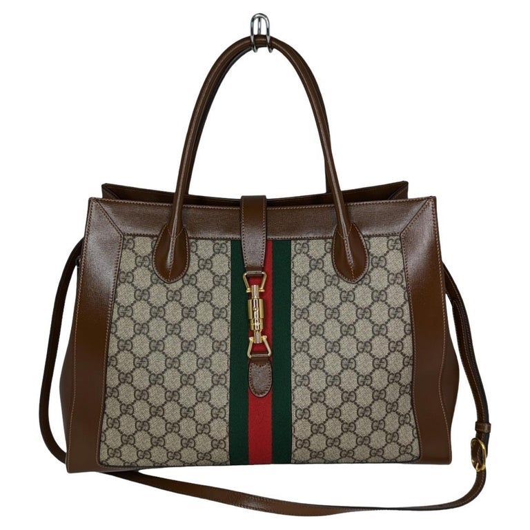 Gucci GG Supreme Monogram Web Large Jackie 1961 Tote at 1stDibs
