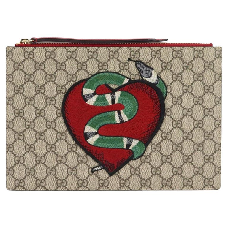 Gucci Gg Supreme Printed Coated Canvas And Leather Pouch For Sale at ...