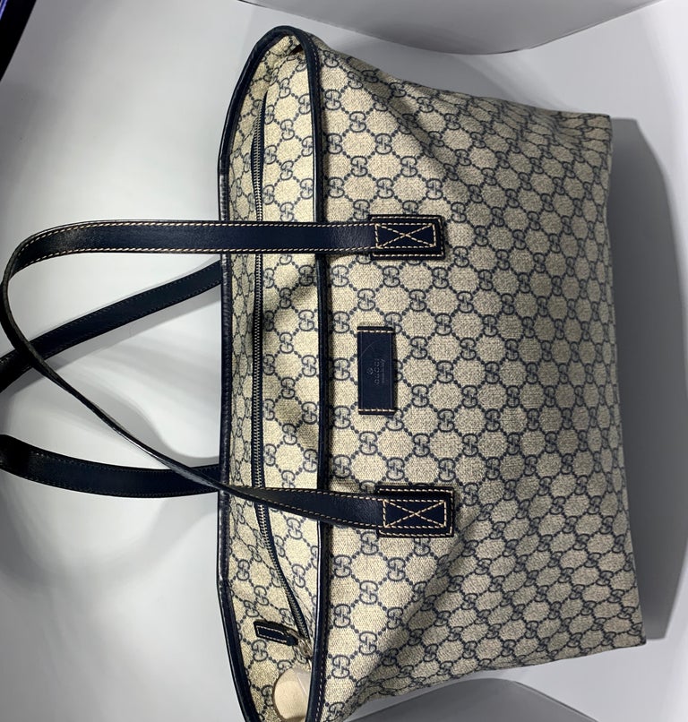 GUCCI GG Supreme Sherry tote bag PVC leather Navy Blue Large at 1stDibs ...