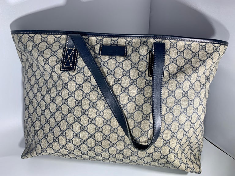 GUCCI GG Supreme Sherry tote bag PVC leather Navy Blue Large at 1stDibs ...
