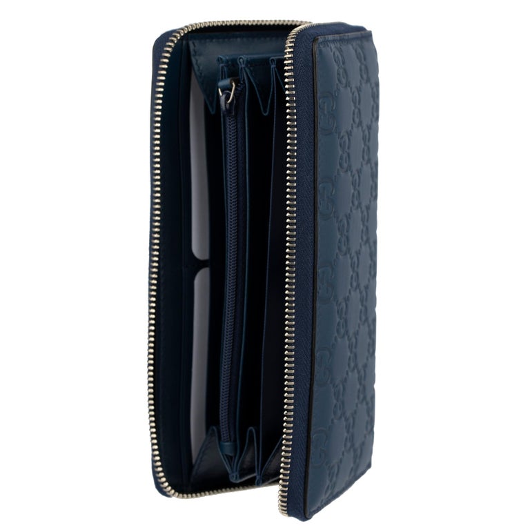 Gucci GG Wallet Navy Leather "NY" New York Yankees Logo For Sale at 1stDibs