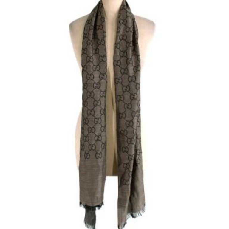 Gucci GG Wool and Silk Shawl For Sale at 1stDibs