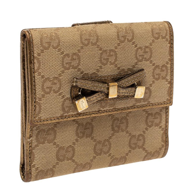 Gucci Gold/Beige GG Canvas and Leather Princy Compact Wallet at 1stDibs ...
