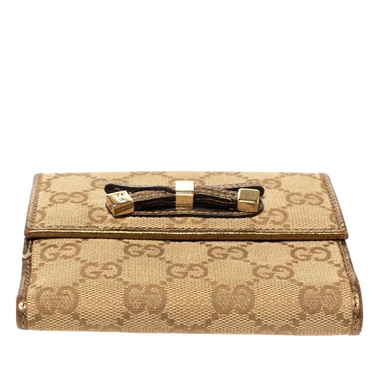 Gucci Gold/Beige GG Canvas and Leather Princy Compact Wallet at 1stDibs ...