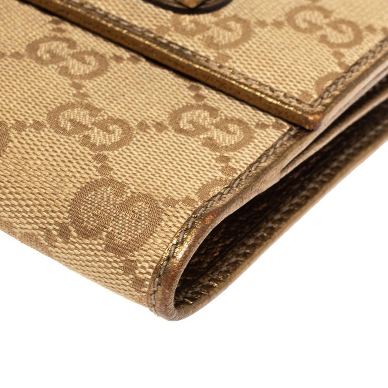 Gucci Gold/Beige GG Canvas and Leather Princy Compact Wallet at 1stDibs ...