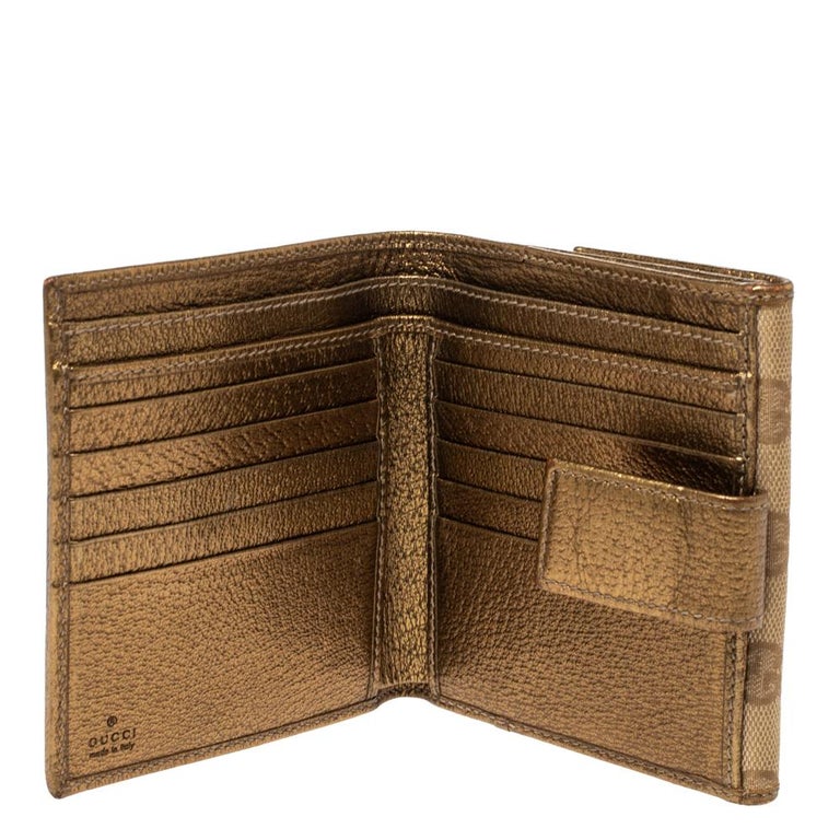 Gucci Gold/Beige GG Canvas and Leather Princy Compact Wallet at 1stDibs ...