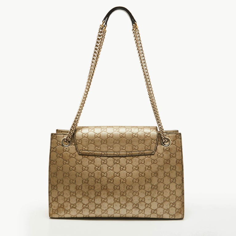 Gucci Gold Guccissima Leather Large Emily Chain Shoulder Bag For Sale ...
