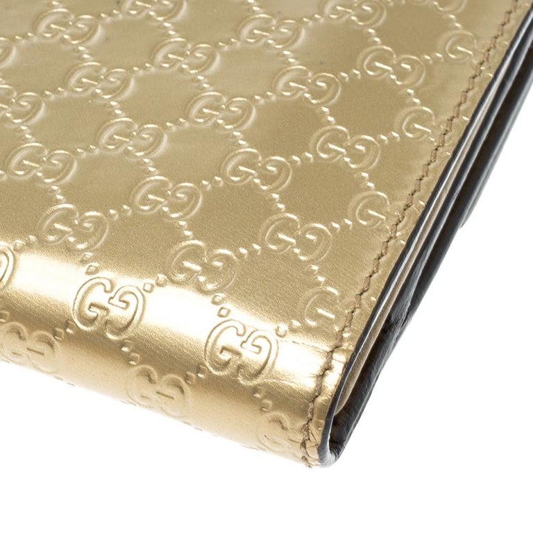 Gucci Gold Guccissima Patent Leather Heart Continental Wallet at 1stDibs