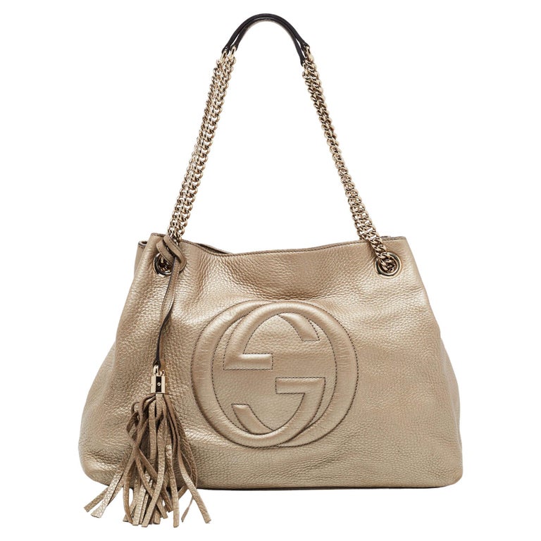 Gucci Gold Leather Medium Soho Chain Shoulder Bag For Sale at 1stDibs