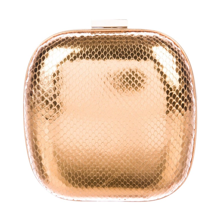 Gucci Gold Metallic Python Exotic Gold Chain Mini Evening Clutch ...