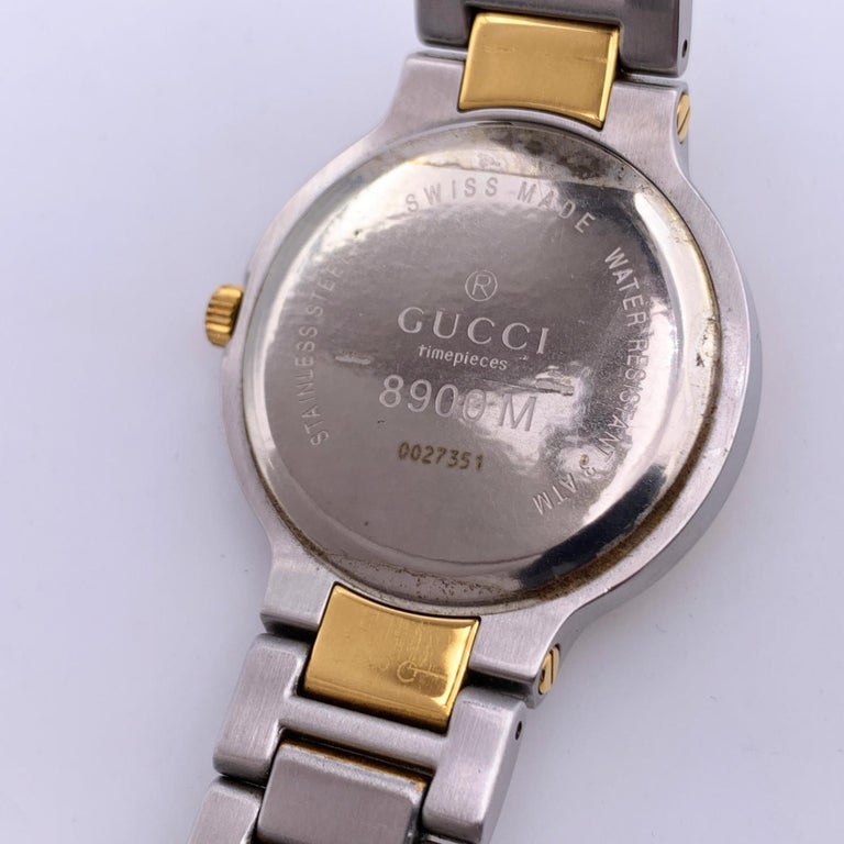 Gucci Gold Silver Stainless Steel Mod 8900 M Unisex Wrist Watch For ...