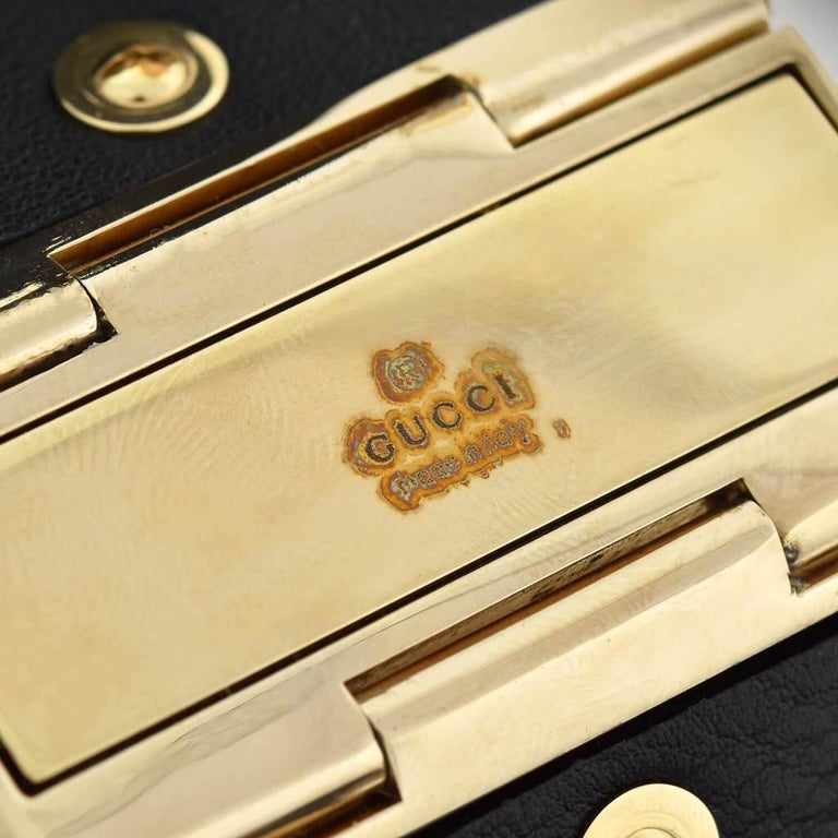 Gucci Gold Tone Pyramid Link Wide Leather Band Bracelet For Sale at 1stDibs