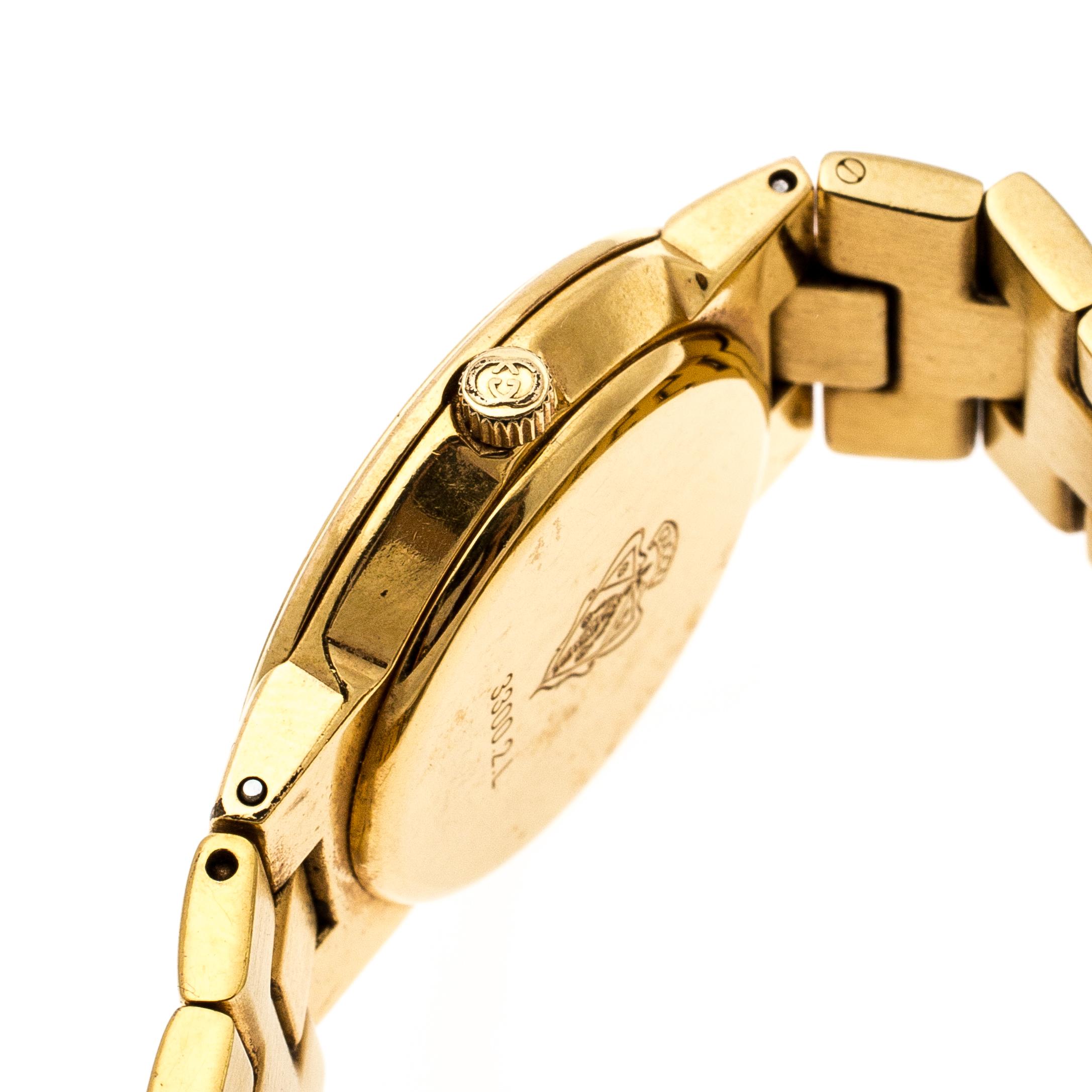 Gucci Golden Gold Plated 3300.2.L Women's Wristwatch 25MM For Sale at ...