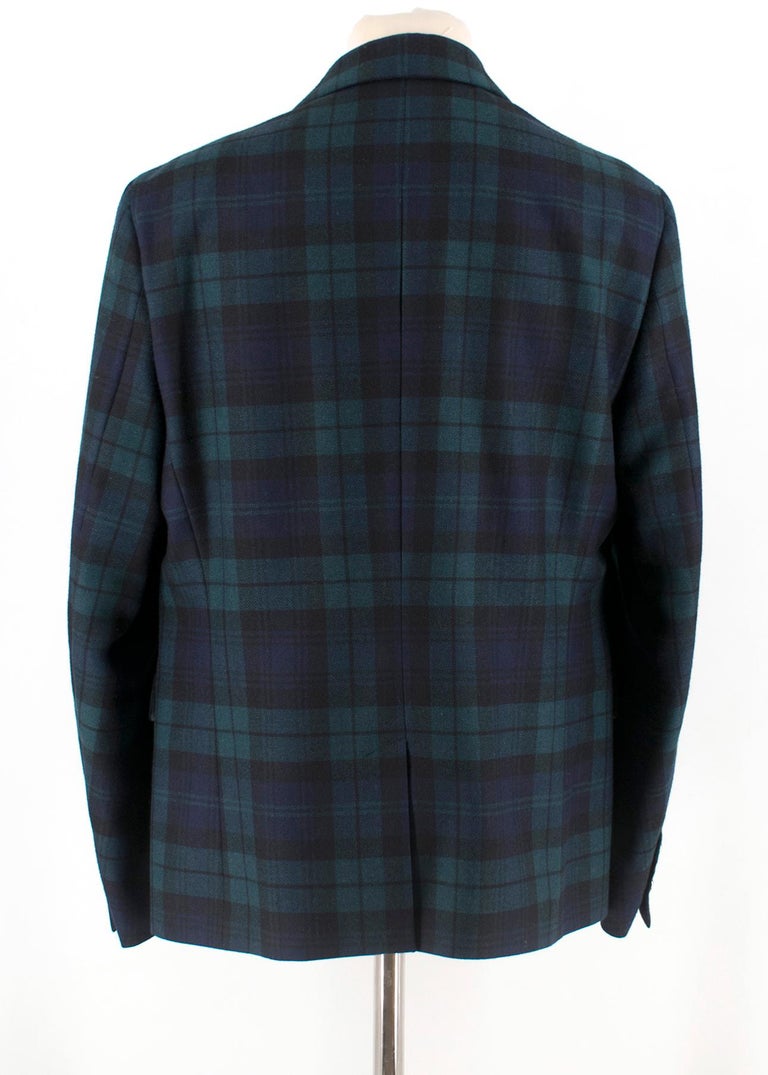 Gucci Green and Blue Checked Jacket XL IT52 at 1stDibs