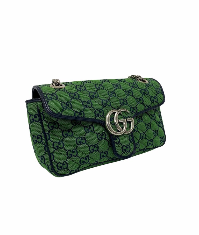 Gucci Green Canvas Marmont Bag at 1stDibs