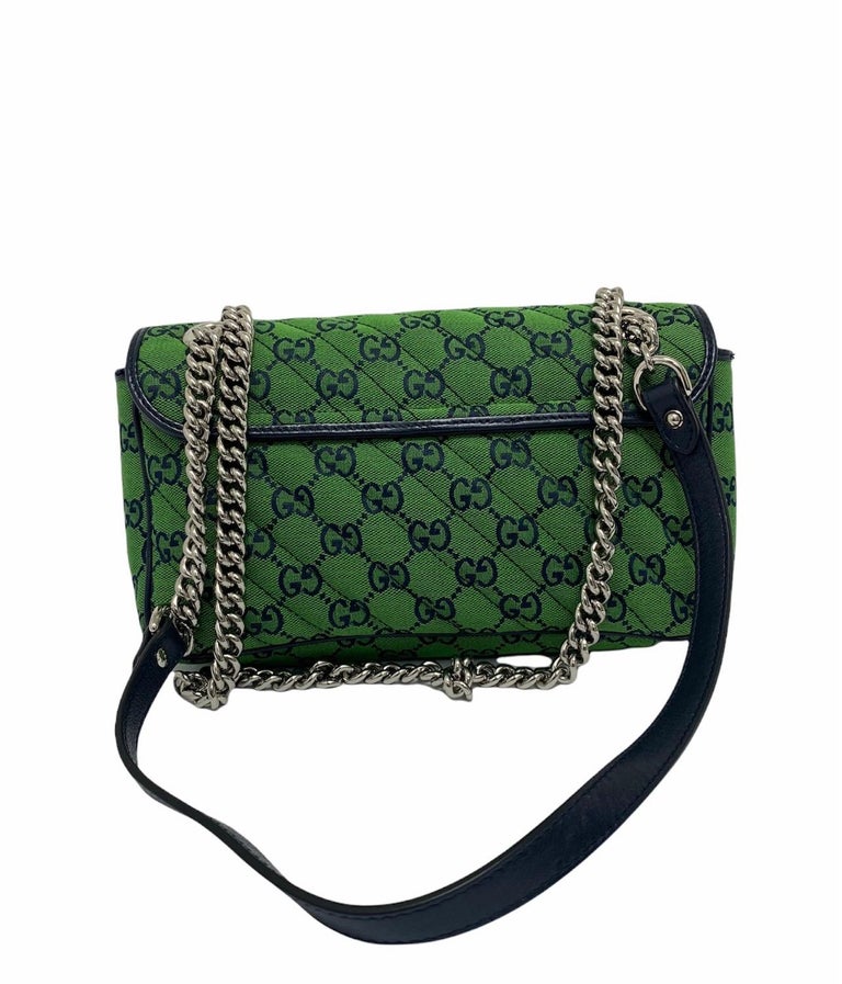 Gucci Green Canvas Marmont Bag at 1stDibs