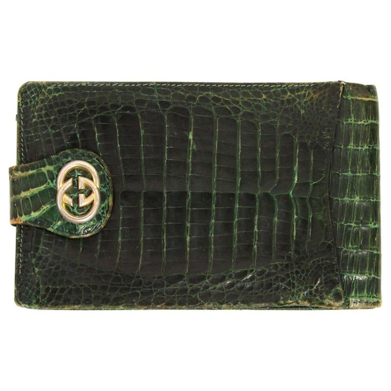 Gucci Green Crocodile Leather Vintage Check Holder, 1970s at 1stDibs