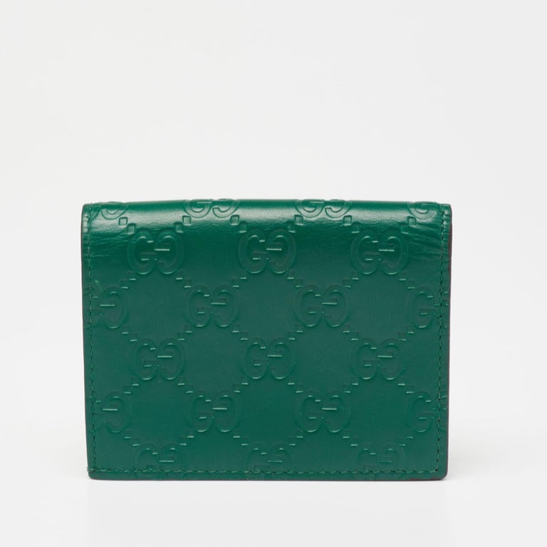 Gucci Green Guccissima Leather Flap Card Case at 1stDibs
