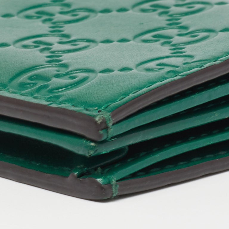 Gucci Green Guccissima Leather Flap Card Case at 1stDibs