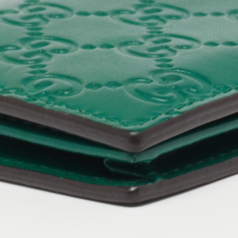 Gucci Green Guccissima Leather Flap Card Case at 1stDibs
