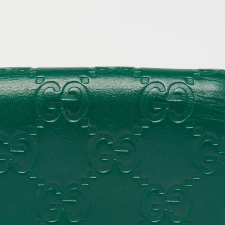 Gucci Green Guccissima Leather Flap Card Case at 1stDibs