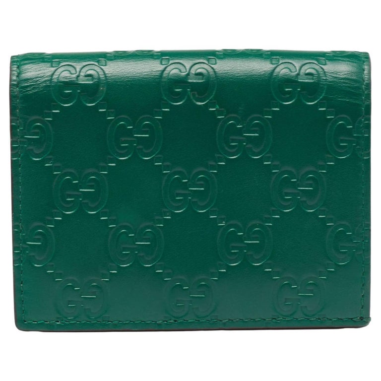 Gucci Green Guccissima Leather Flap Card Case at 1stDibs