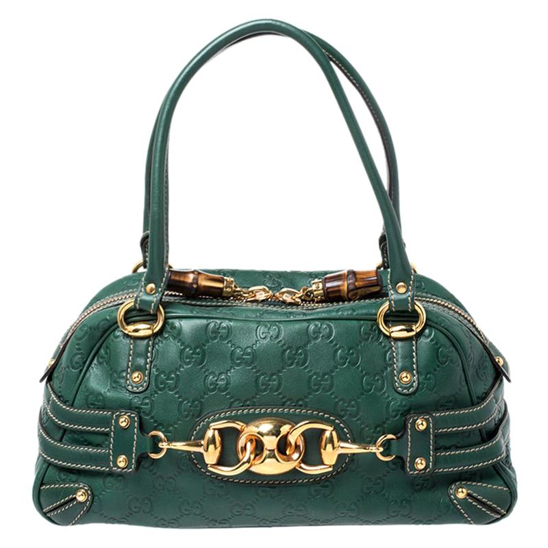 Gucci Green Guccissima Leather Wave Boston Bag For Sale at 1stDibs