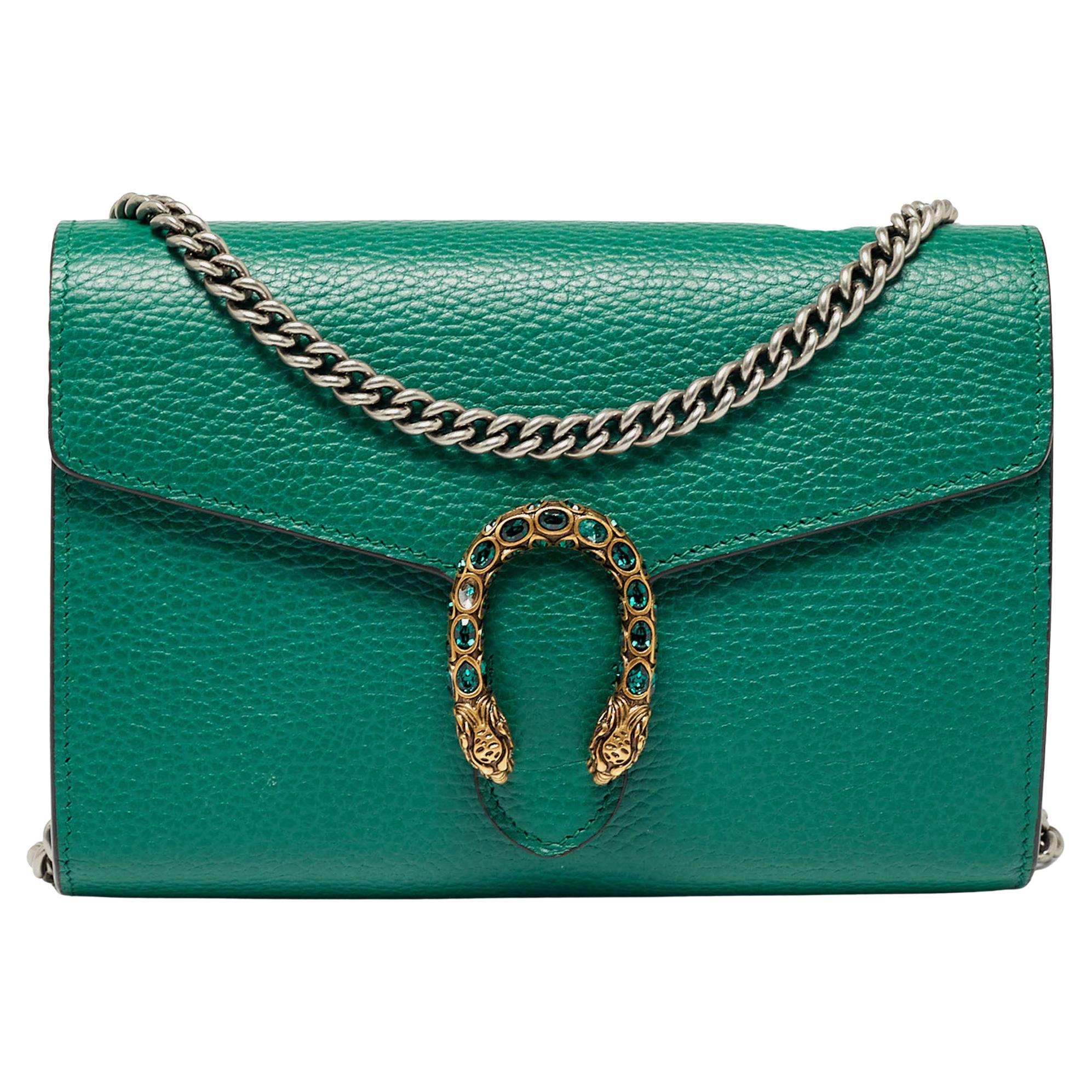 Gucci Green Leather Dionysus Wallet On Chain at 1stDibs | gucci green ...