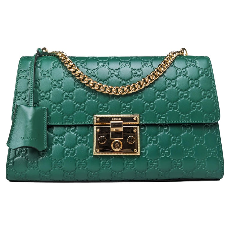 Gucci Green Leather Guccissima Large Padlock Shoulder Bag For Sale at ...