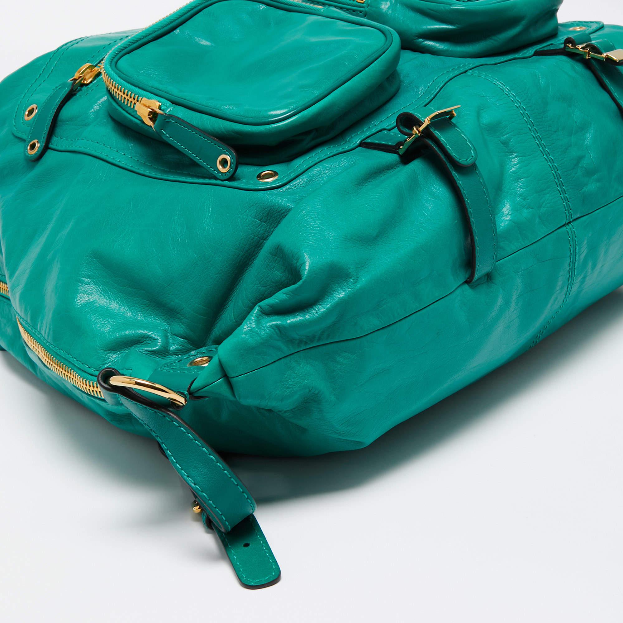 Gucci Green Leather Large Darwin Convertible Backpack For Sale at 1stDibs