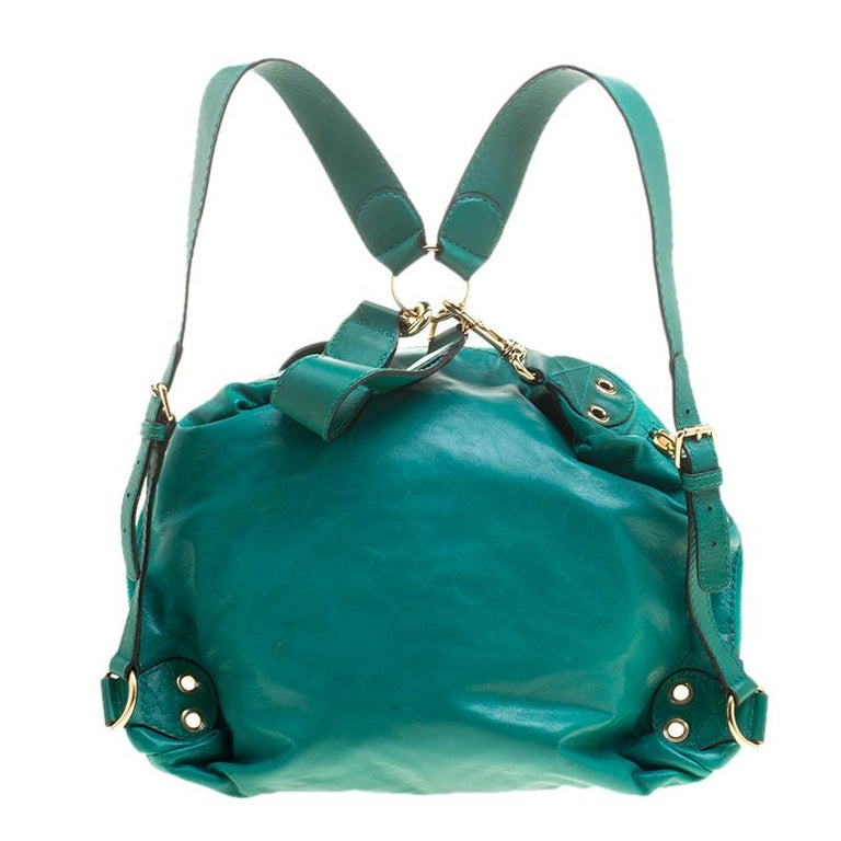 Gucci Green Leather Medium Darwin Convertible Backpack Bag For Sale at ...