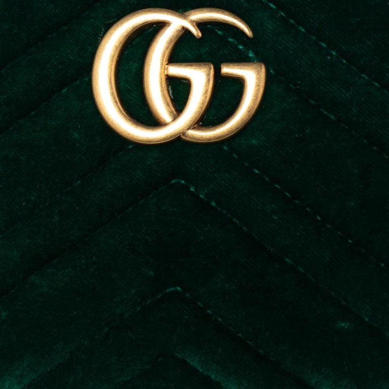 Gucci Green Matelassé Velvet GG Marmont Belt Bag For Sale at 1stDibs